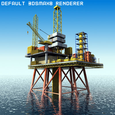 offshore fixed oil platform 3d model