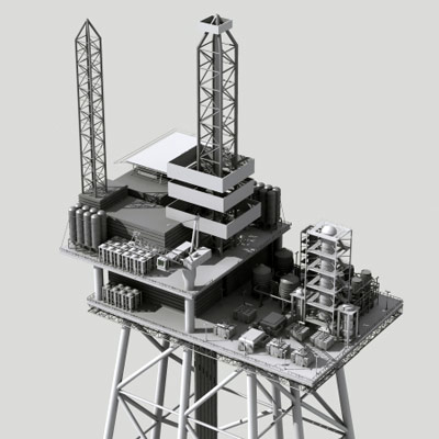 offshore fixed oil platform 3d model