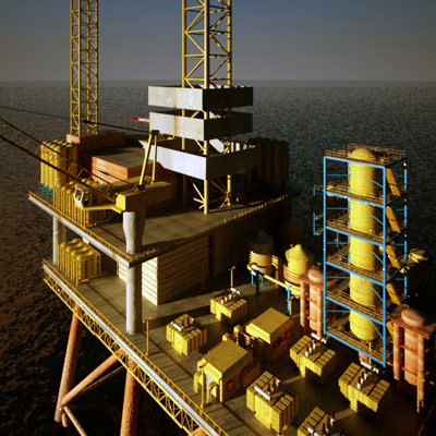 offshore fixed oil platform 3d model