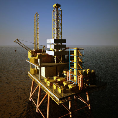 offshore fixed oil platform 3d model