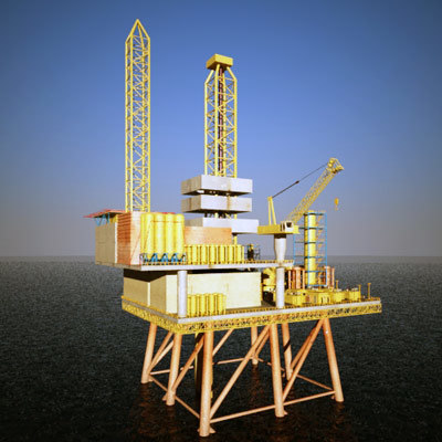 offshore fixed oil platform 3d model