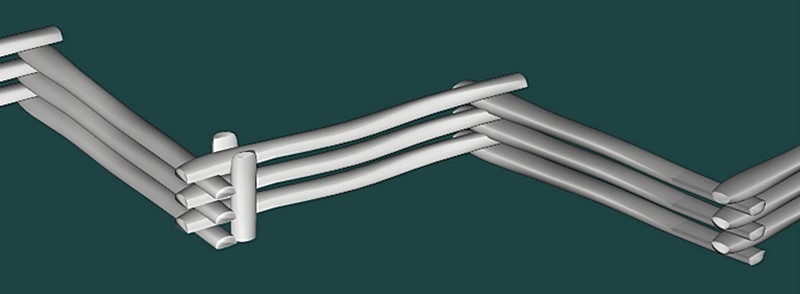 colonial stacked split rail fence 3d model