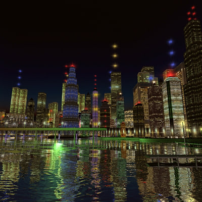 3d city skyline model