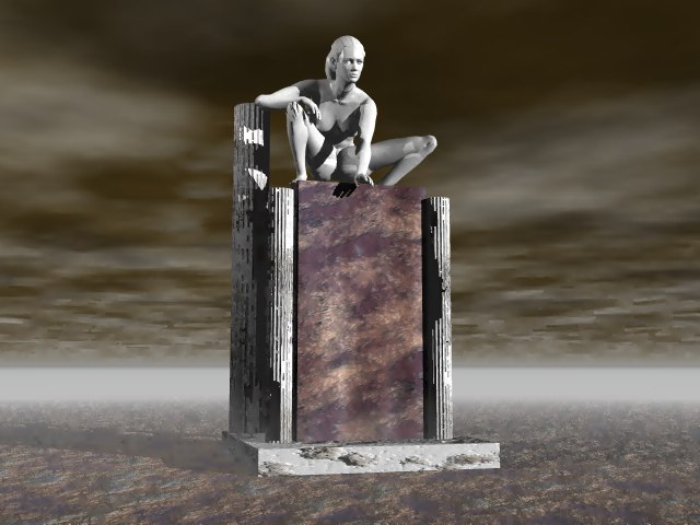 3ds female stone statue figure