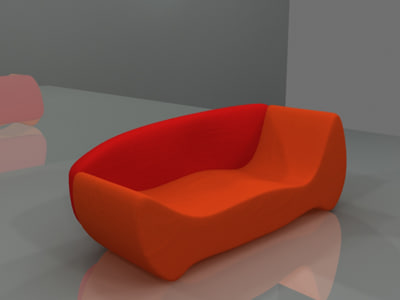 red orange sofa 3d max