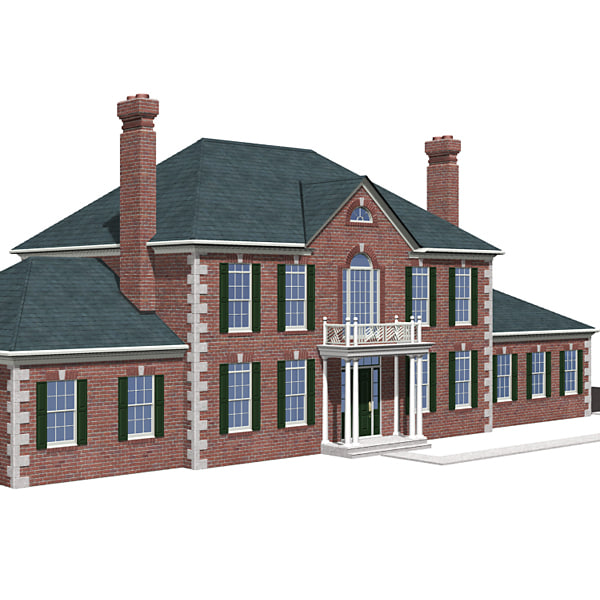 Colonial House 3D Models for Download | TurboSquid