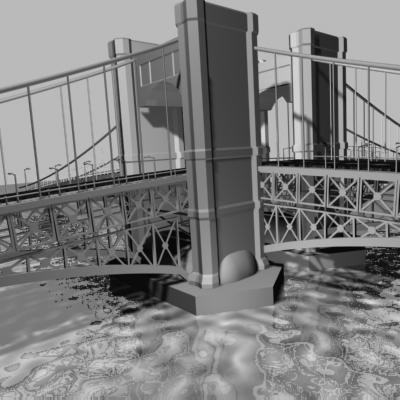 3d model suspension bridge