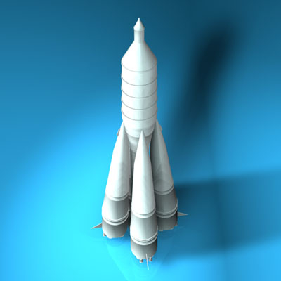 8k71ps sputnik rocket r-7 3d model
