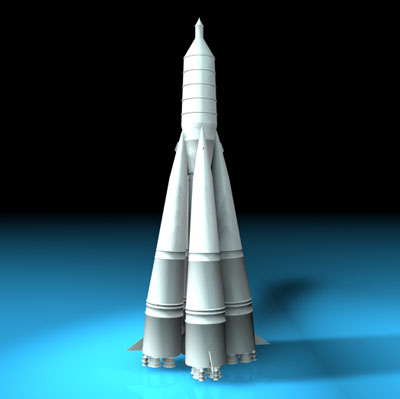 8k71ps sputnik rocket r-7 3d model