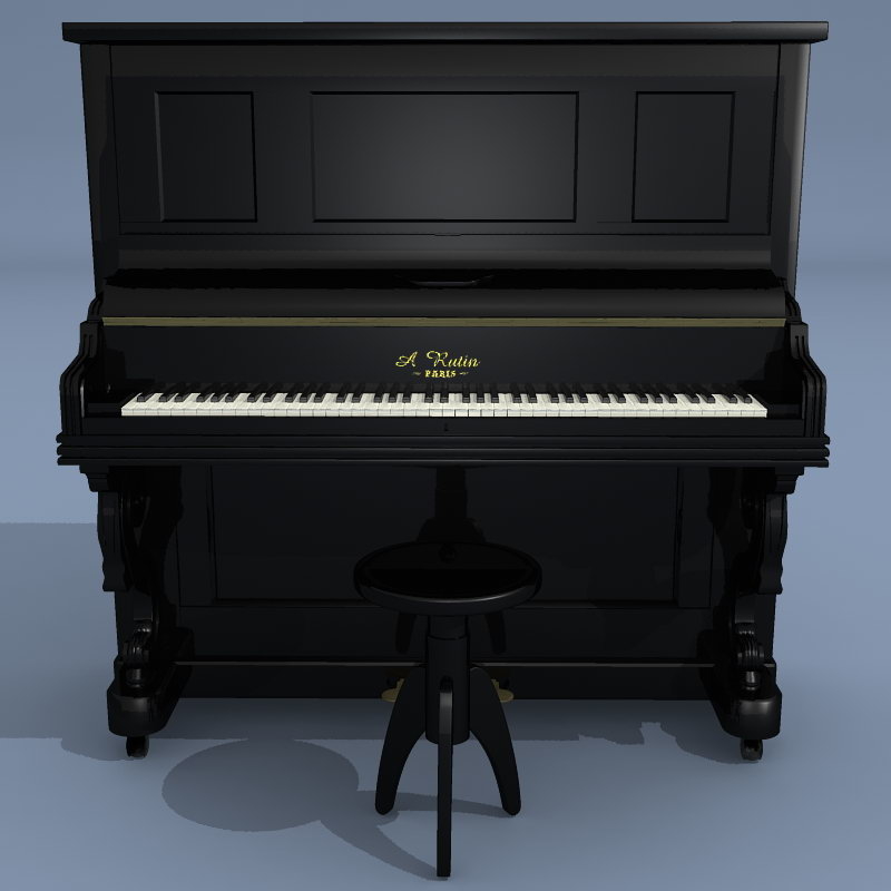 victorian upright piano 3d model