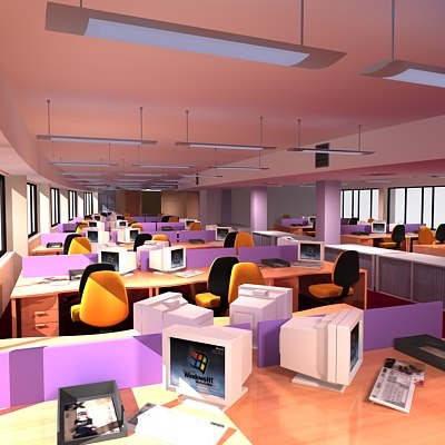 office interior scene 3d model