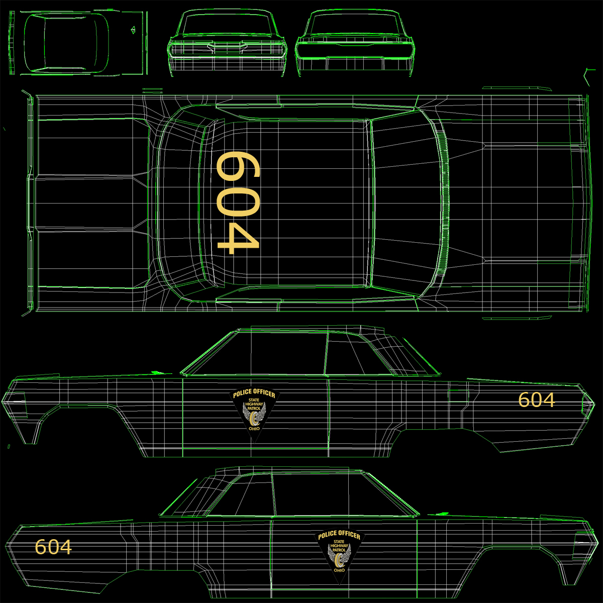 3d chevy impala 64 police car