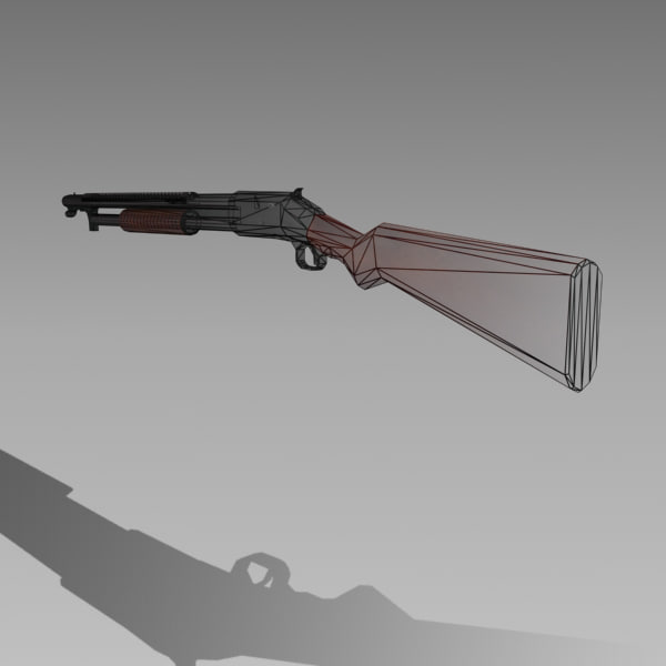 3d 3ds winchester m1897 gun