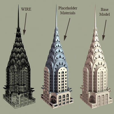 3d model of deco chrysler buildings roof