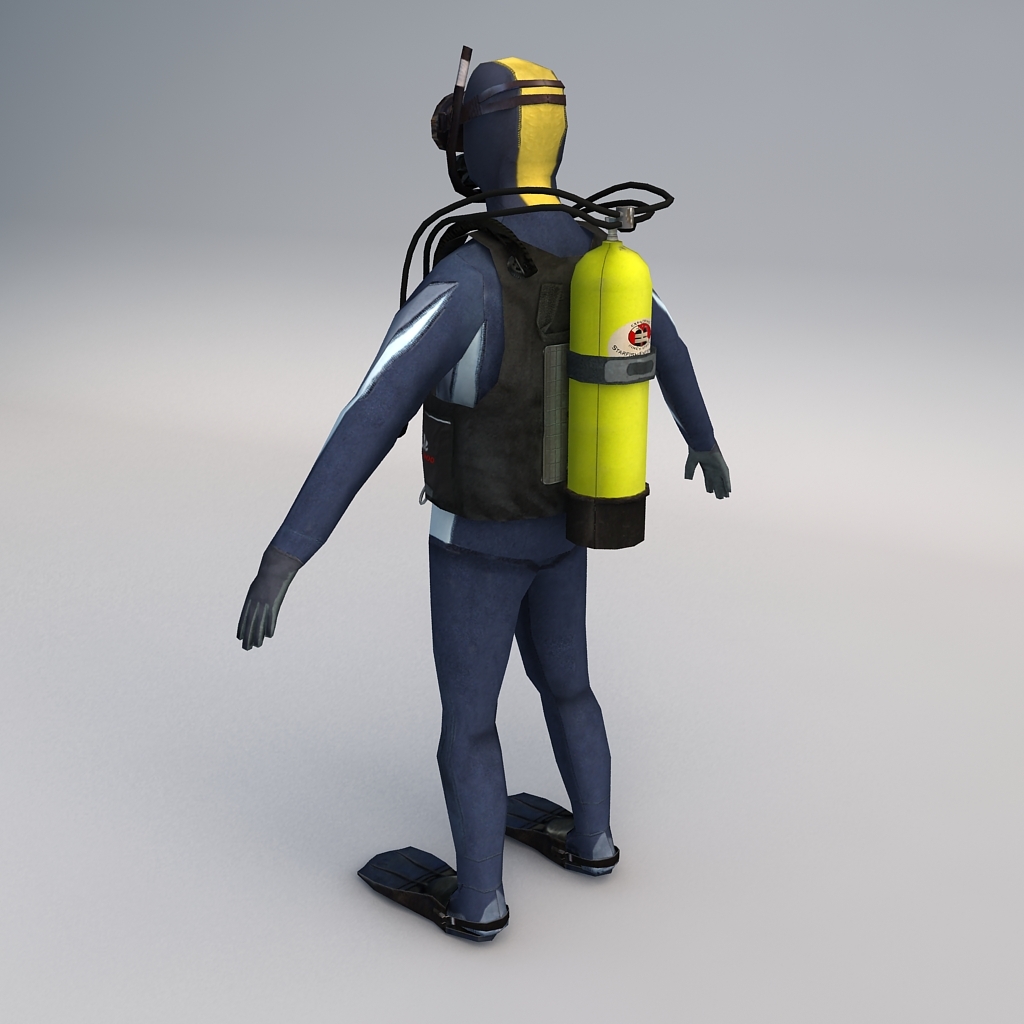 character scuba diver 01 3d model