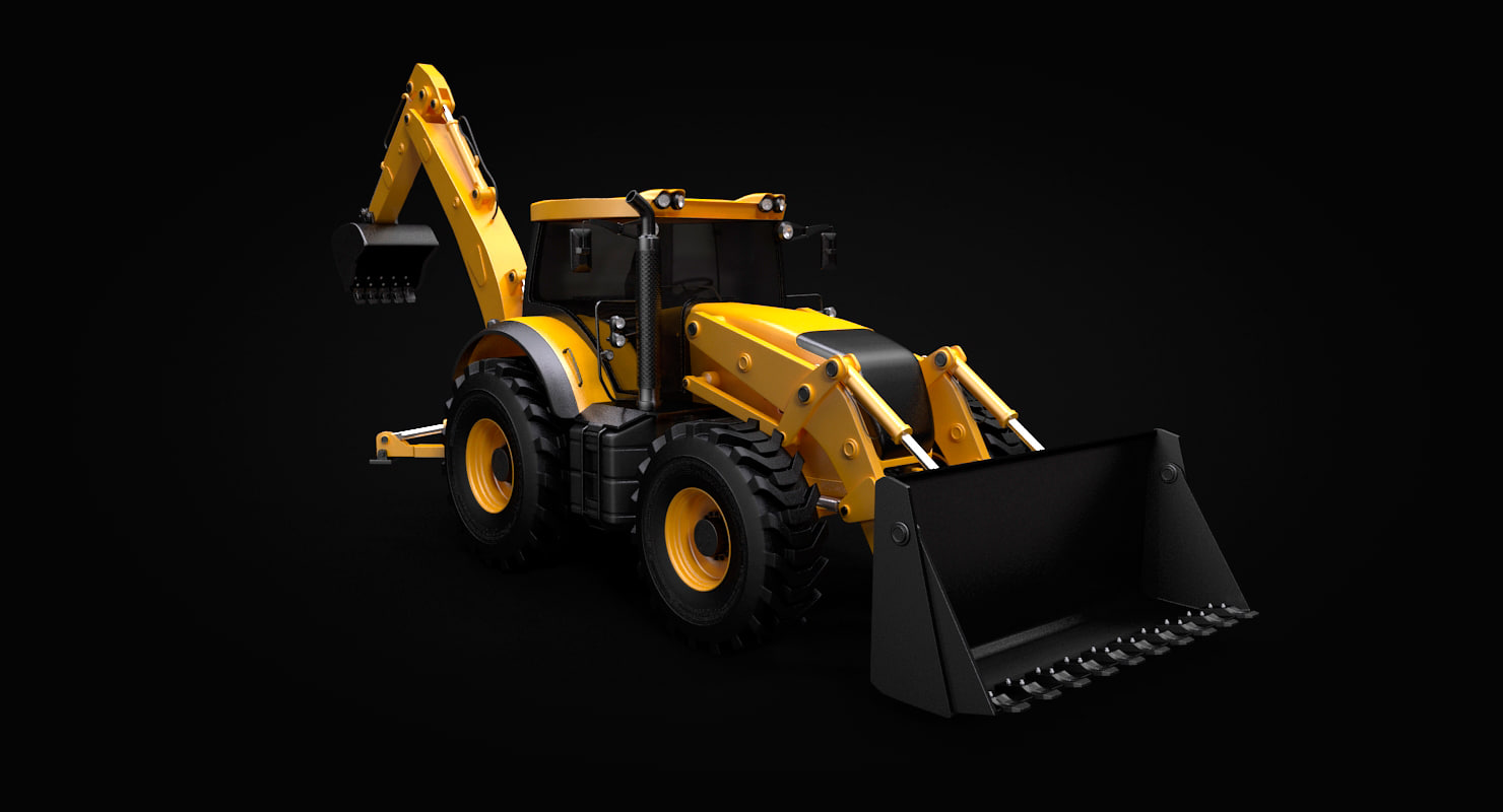 3d backhoe loader