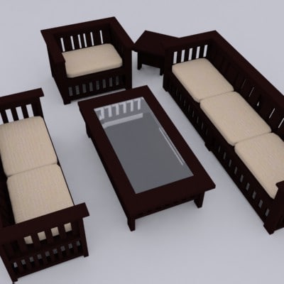 teakwood furniture boxy set 3d max