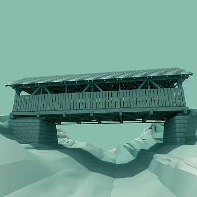 3d model old covered bridge