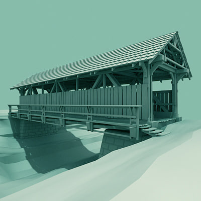 3d model old covered bridge