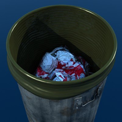 maya dented trashcan trash