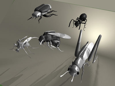 3d model insects beetle ant wasp