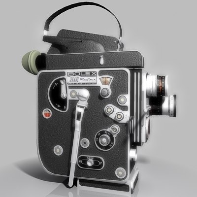 paillard bolex 16mm film camera 3d model