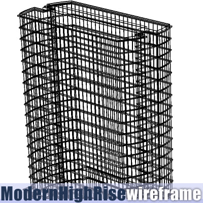 3d 66 story modern rise building model