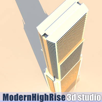 3d 66 story modern rise building model