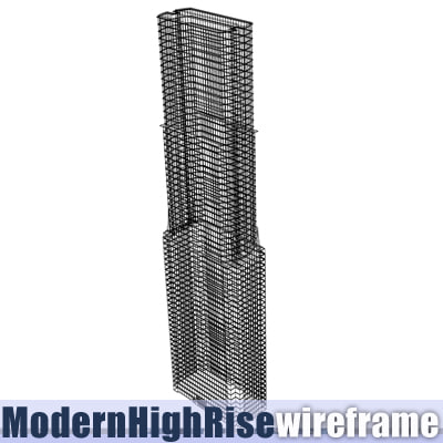 3d 66 story modern rise building model