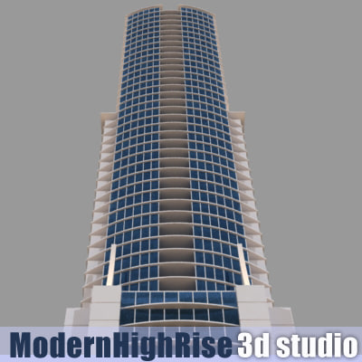 3d 66 story modern rise building model