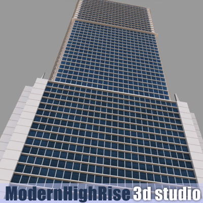 3d 66 story modern rise building model