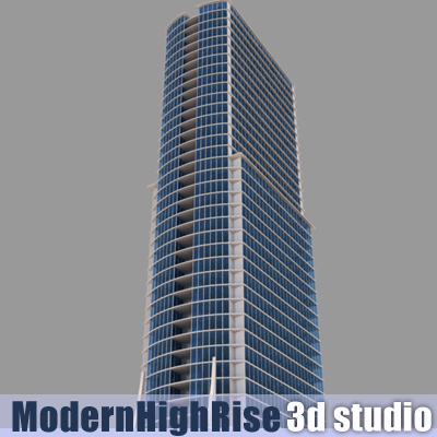 3d 66 story modern rise building model