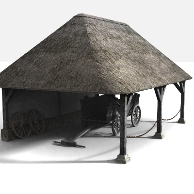 3d model medieval wagon-shed