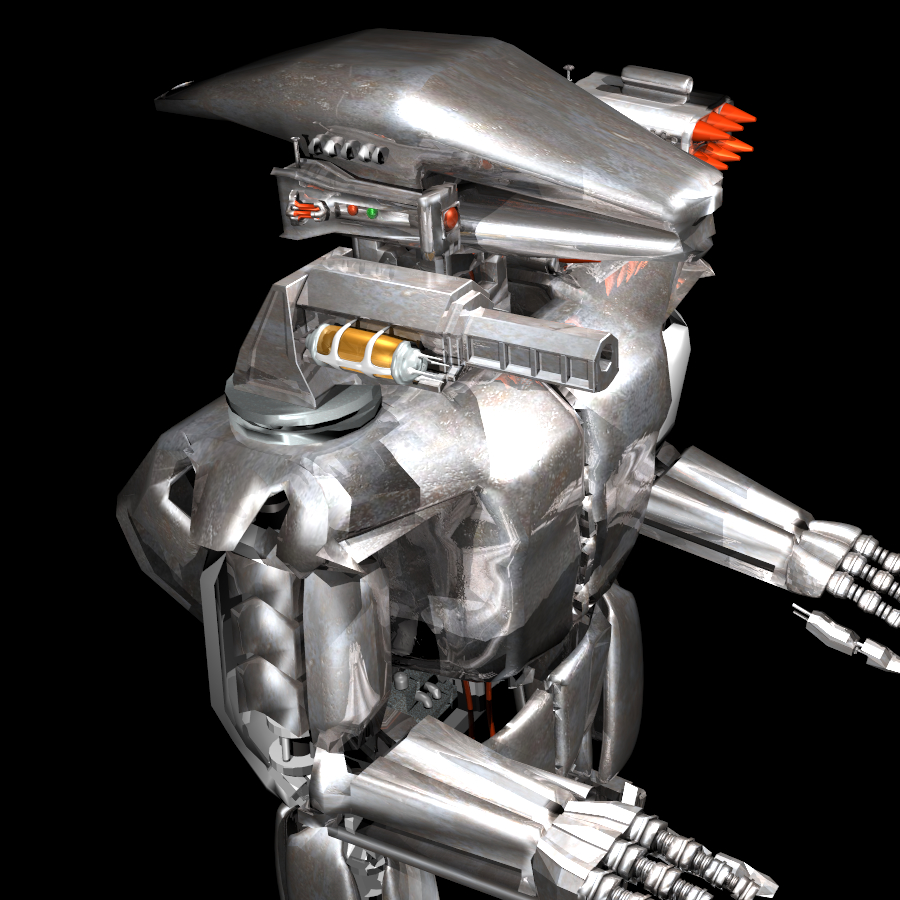 3d blend robot cannon rocket