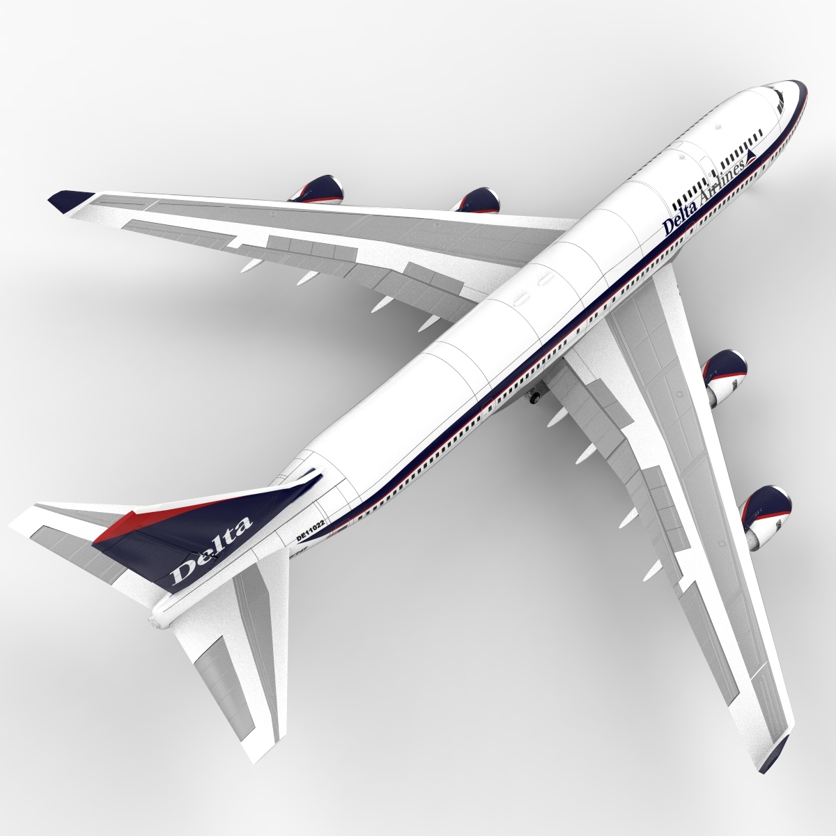 3d model 747-400 airliner delta 747 jumbo