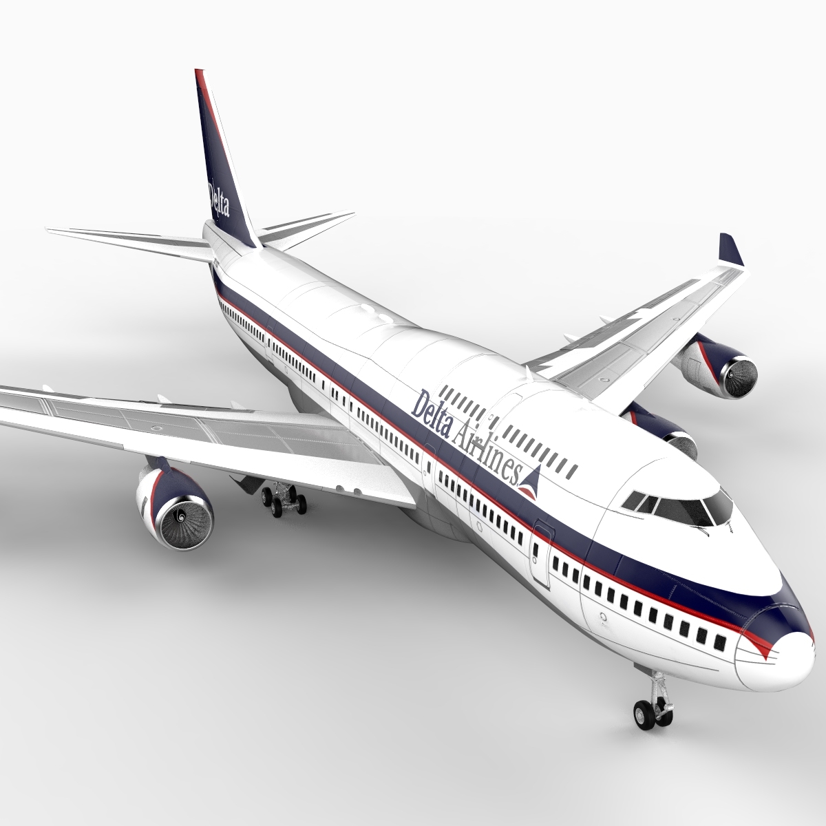 3d model 747-400 airliner delta 747 jumbo