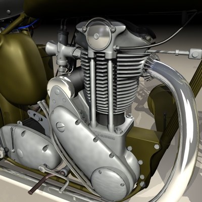 3d ww2 triumph motorcycle model