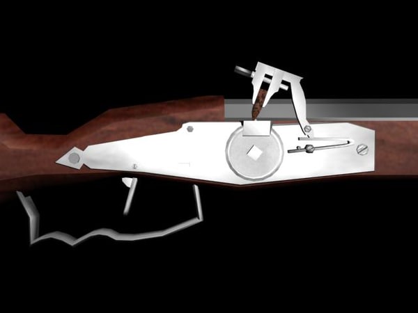 wheel-lock musket animation lock 3d model
