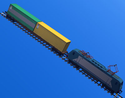 3d european train engine cargo model