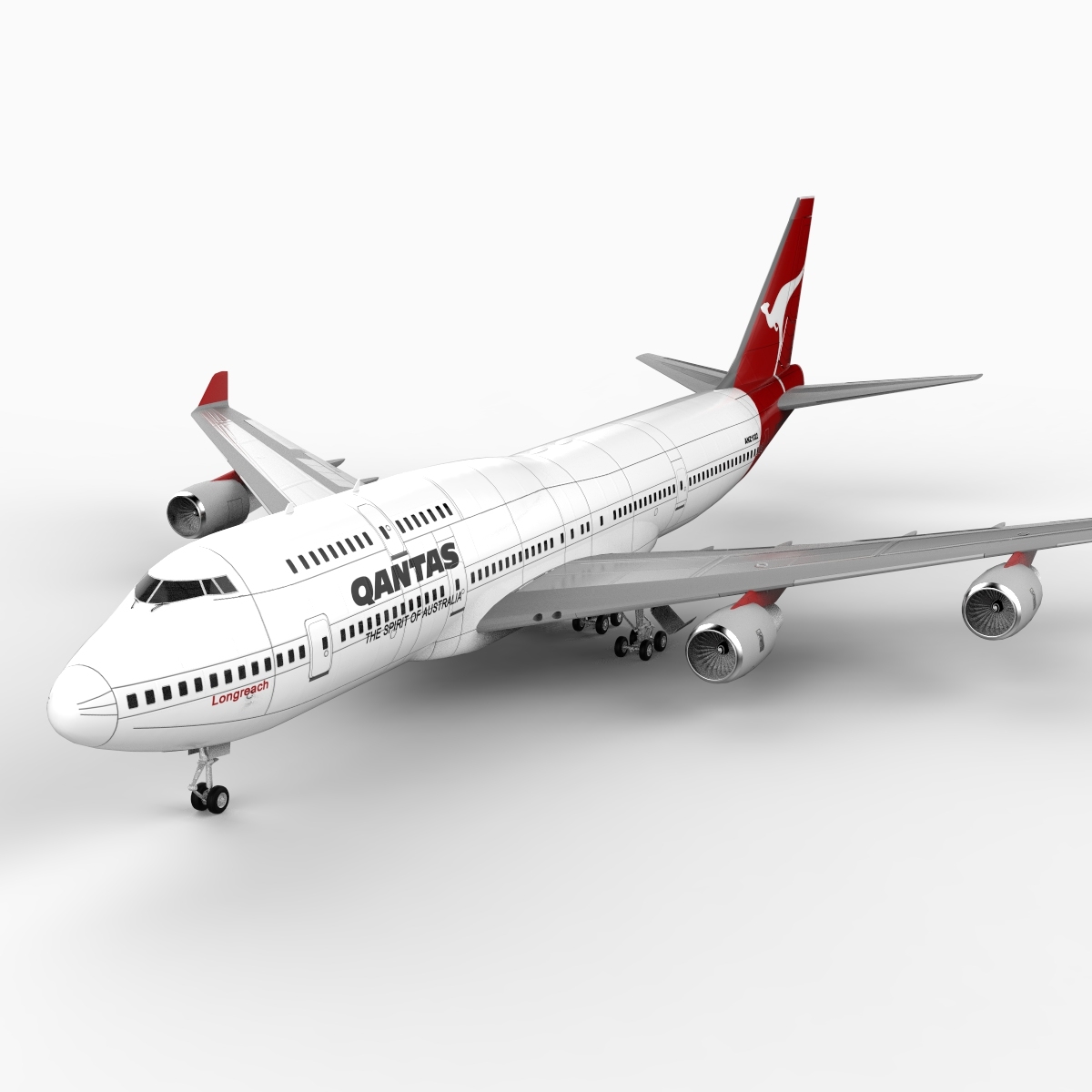 747-400 airliner qantas 747 jumbo 3d lwo