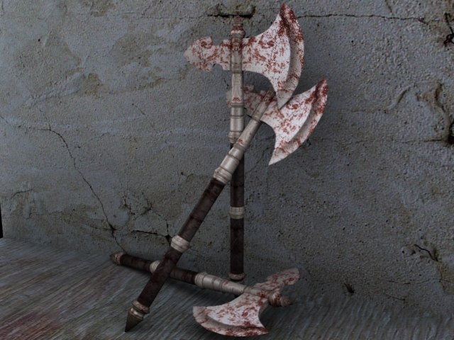battle axe blood 3d model