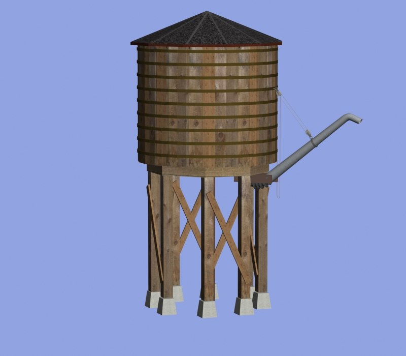 3d railroad water tower model