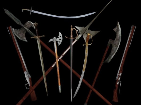 mele weapons naginata yari obj