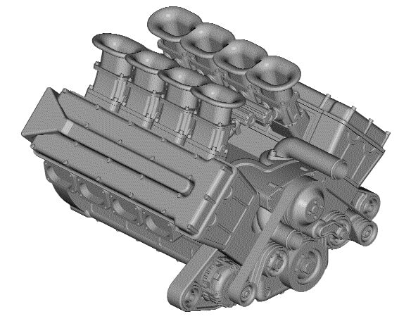 3d air-cooled flat-six engine