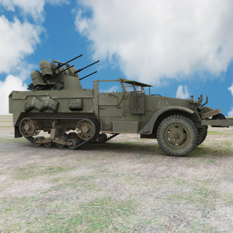 m-16 halftrack 3d model