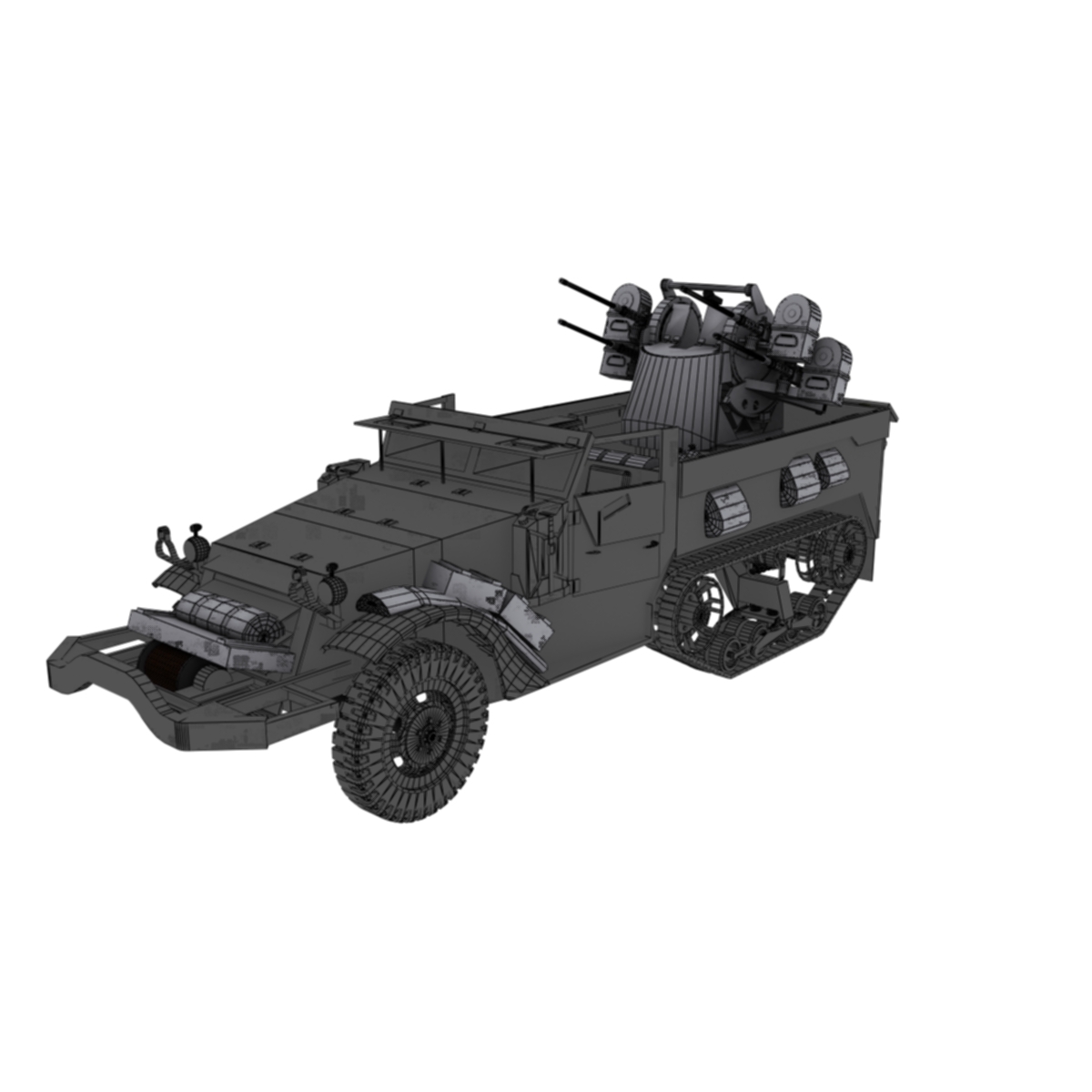 m-16 halftrack 3d model