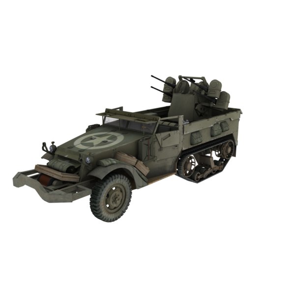 m2a1 half track vehicles 3d model
