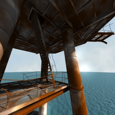 derelict sea fort fortification 3d model
