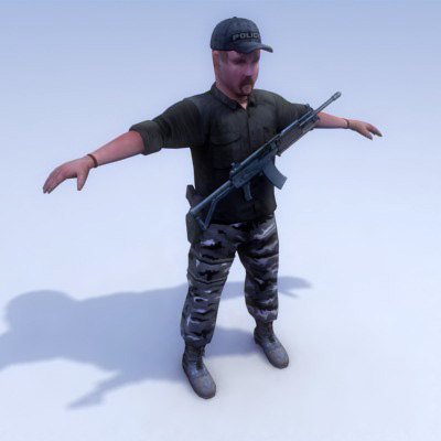 police urban commando 3d max