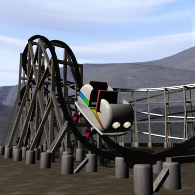 wooden roller coaster 3d model